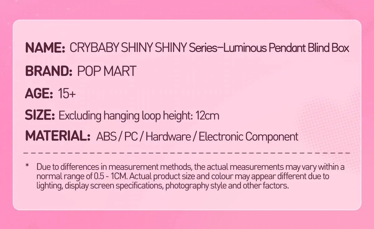 CRYBABY SHINY SHINY Series-Luminous Pendant Blind Box - POP MART (Hong ...